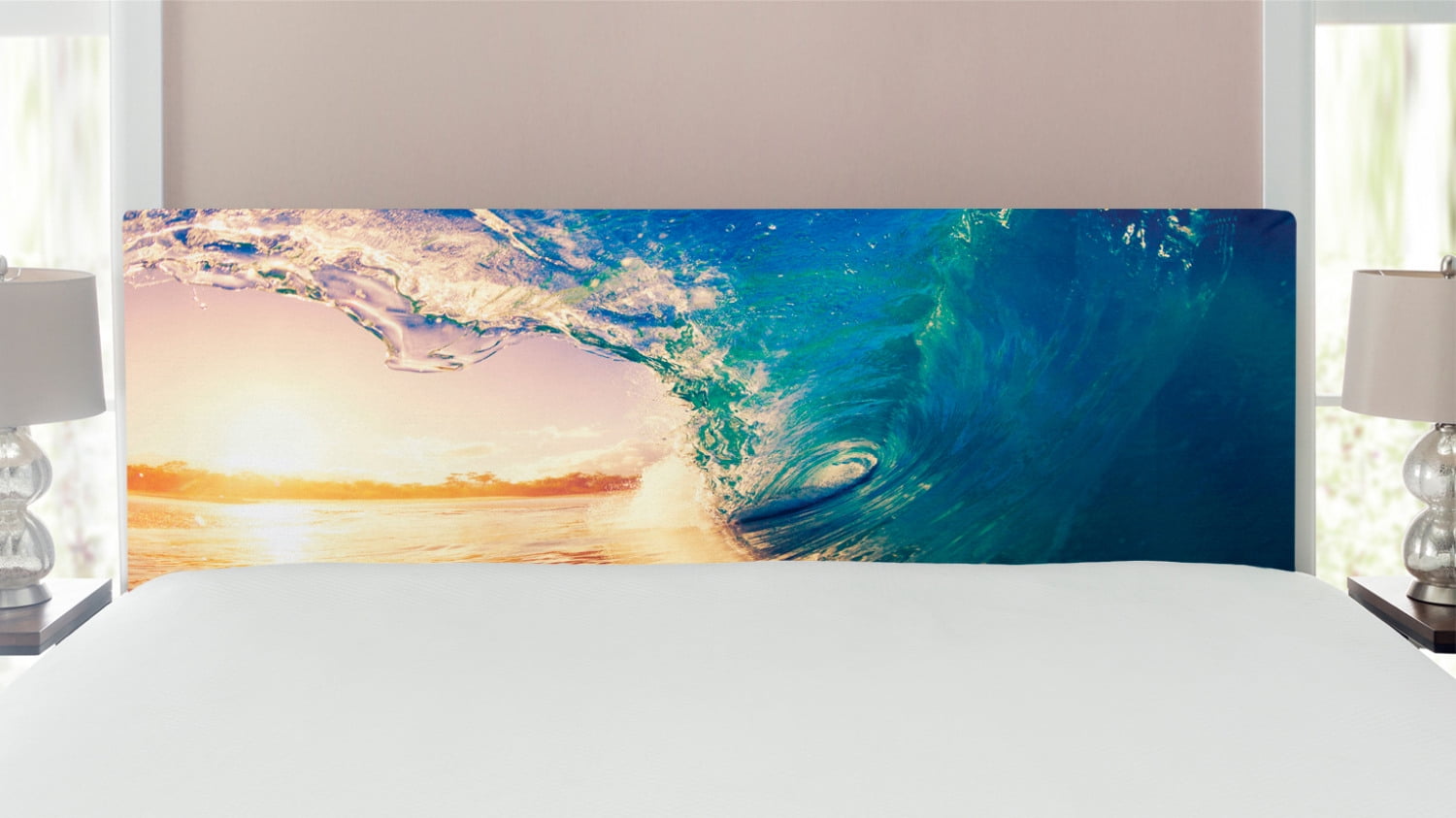 Ocean Headboard, Ocean Wave at Sunrise Reflection on Surface Tropical ...