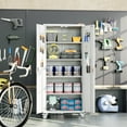 GangMei 72-Inch Metal Garage Storage Cabinet with 4 Adjustable Shelves, Lockable, with Pegboards ...