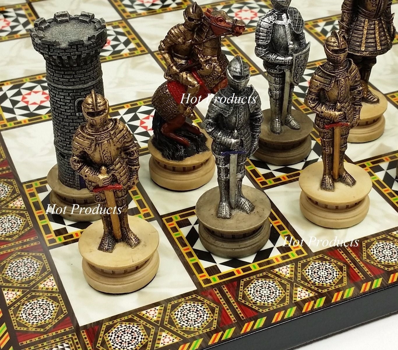 Medieval Times Crusades Armored Warrior Knight Chess Set 14' Mosaic ...