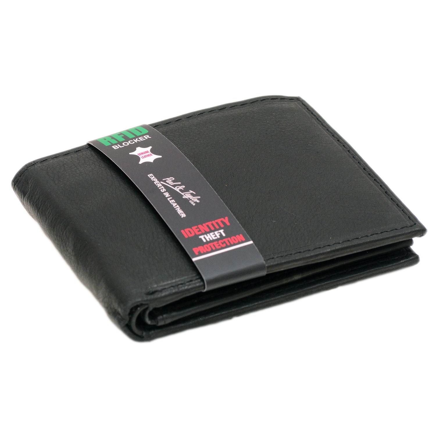 Paul&Taylor Mens Bifold Center Flap Wallet RFID Protection Genuine ...