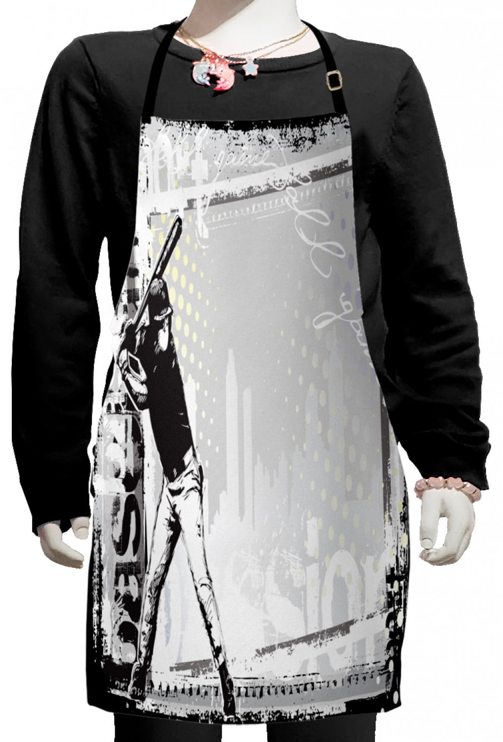 Baseball Kids Apron, Hitter in Field Graphic Distressed Backdrop Fast ...