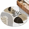 Brown Mid Century Abstract Boho Lines Round Area Rug 3ft,Living Room ...