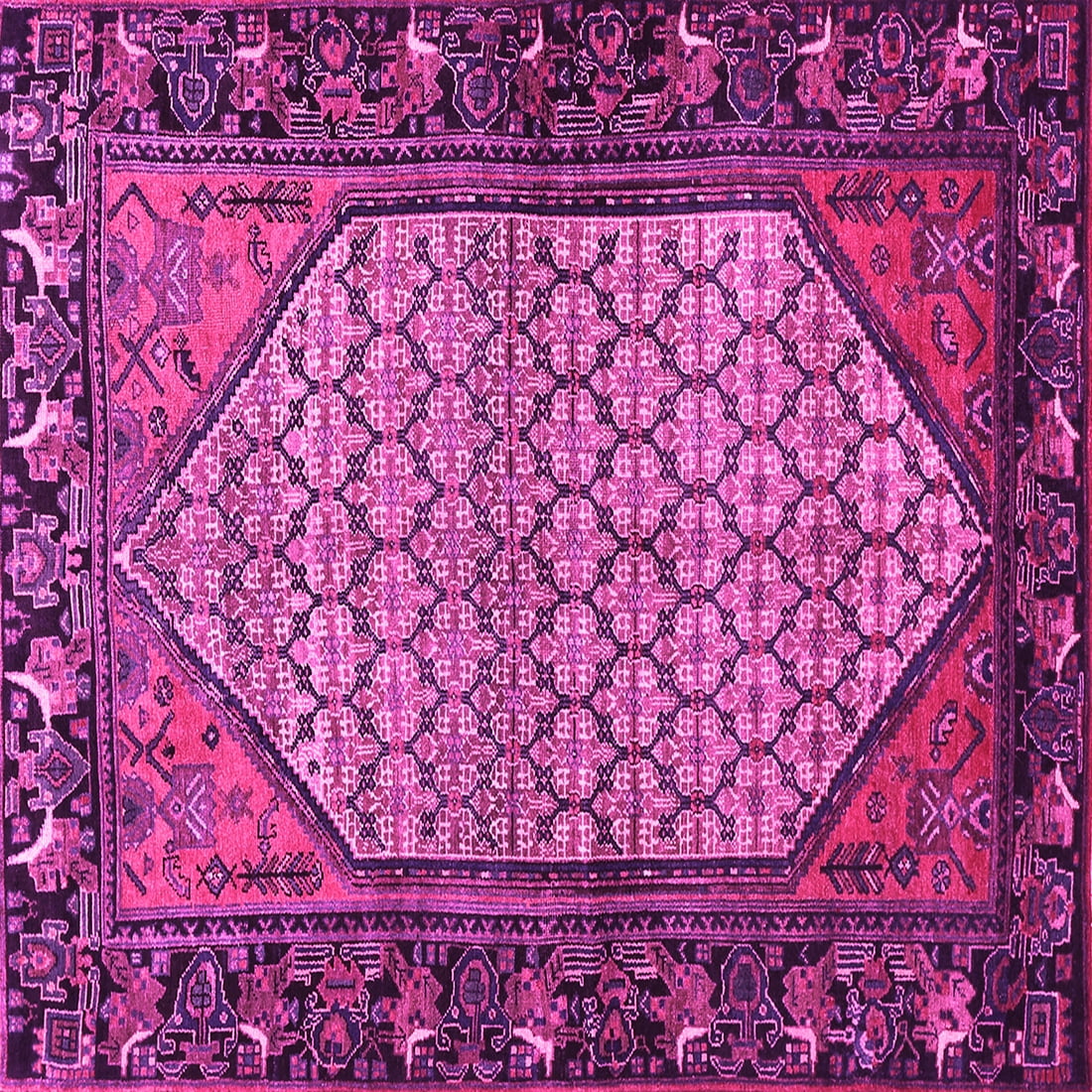 Ahgly Company Indoor Square Persian Pink Traditional Area Rugs, 6 ...