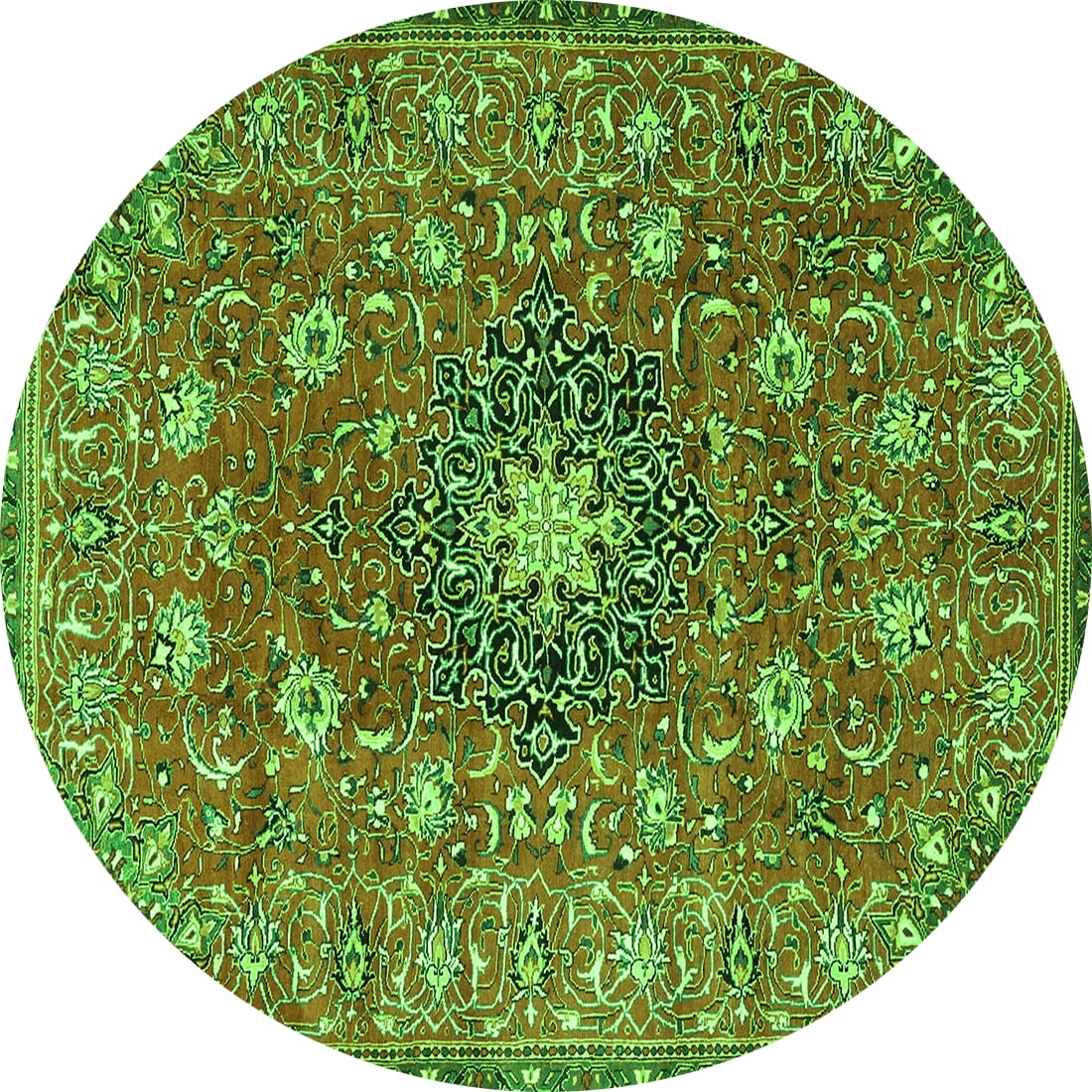 Ahgly Company Indoor Round Medallion Green Traditional Area Rugs, 5 ...