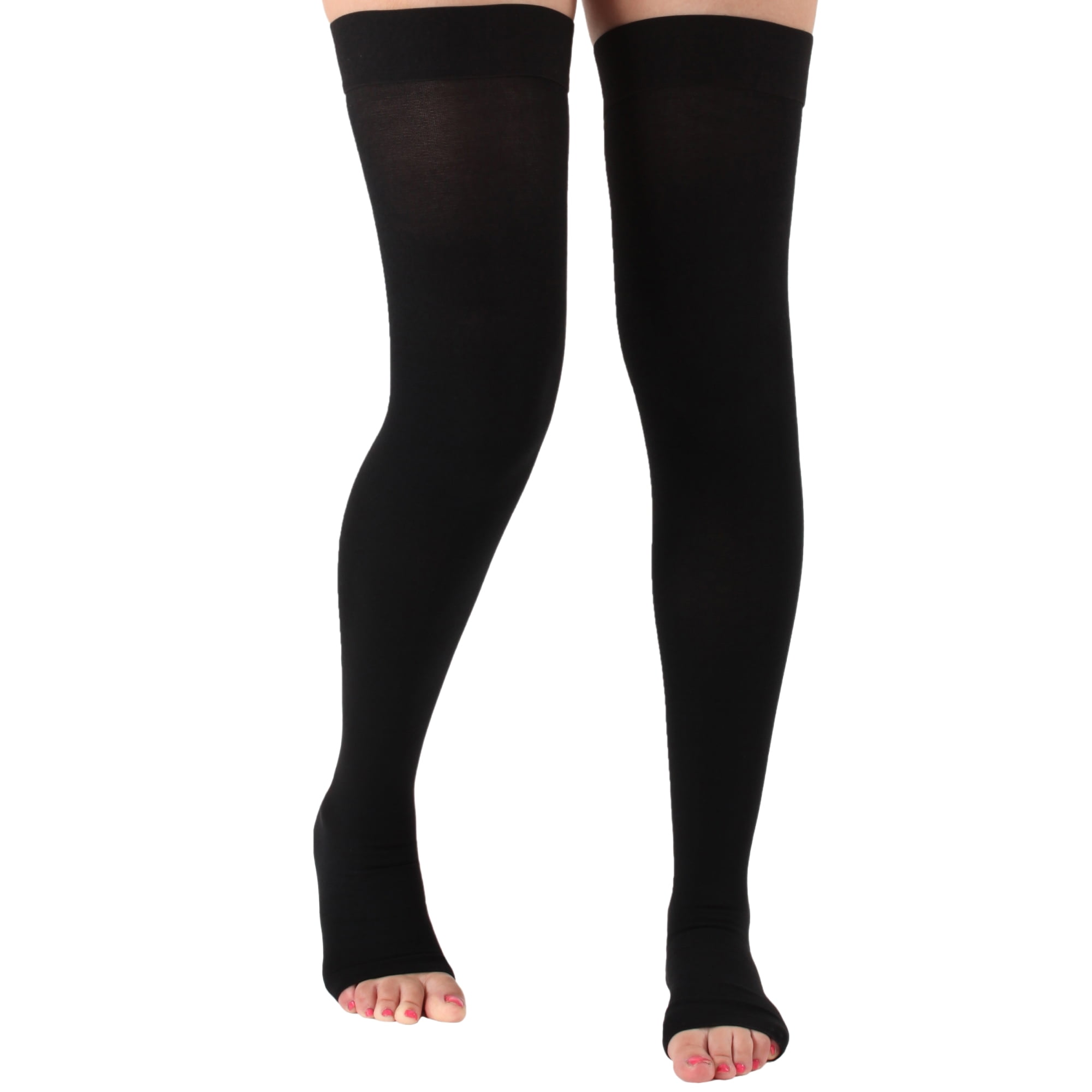 Compression Thigh High for Women 20-30 mmHg by Absolute Support - Black ...