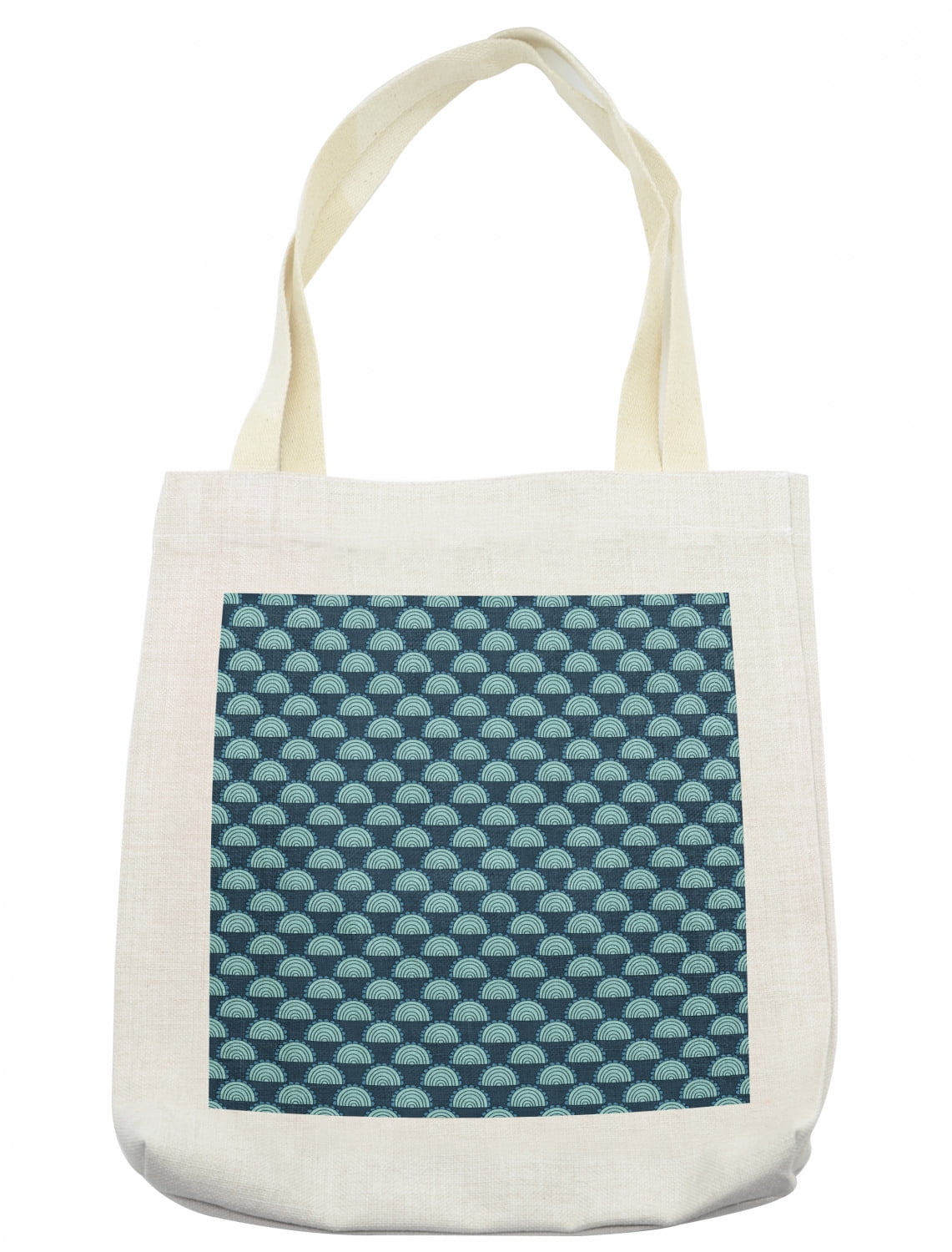 Doodle Tote Bag, Fish Scale Inspired Half Circular Shape Pattern with ...