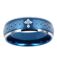 Celtic Cross 8MM Dome Brushed Finish Blue Tungsten Men Ring - Walmart.com