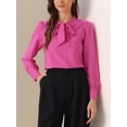 DARING DIVA Women's Bow Tie Neck Tops Long Sleeve Business Work Blouse ...