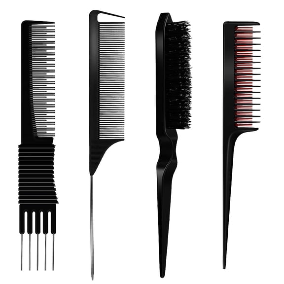 1xBlack Fine Tooth Comb Metal Pin Anti Static Rat Tail Hair Brushes ...