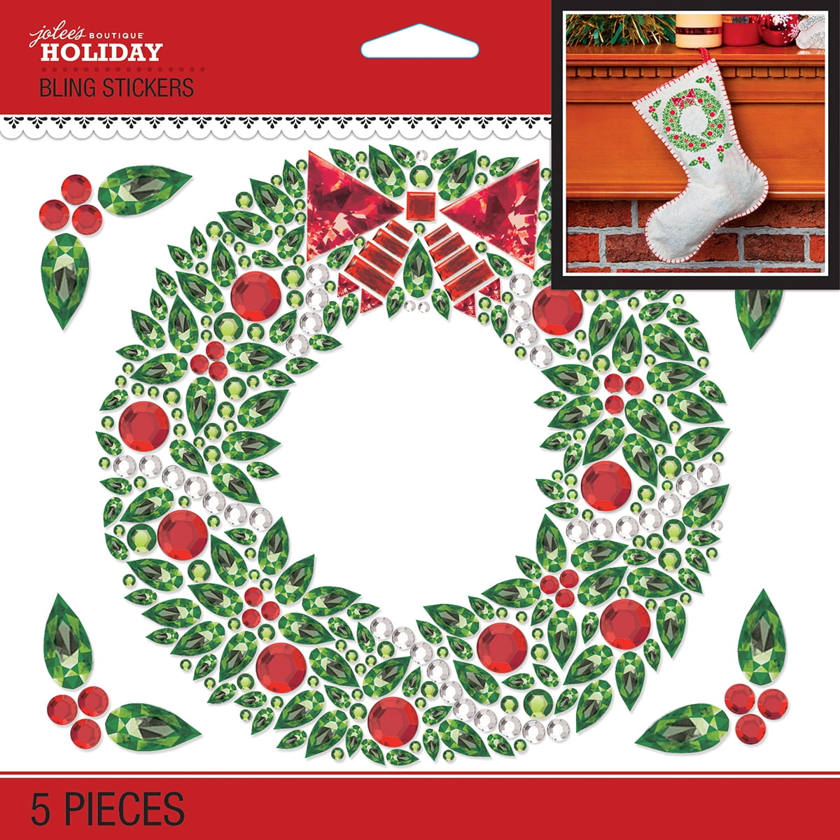 Jolee's Boutique Dimensional Stickers-Bling Christmas Wreath - Walmart.com