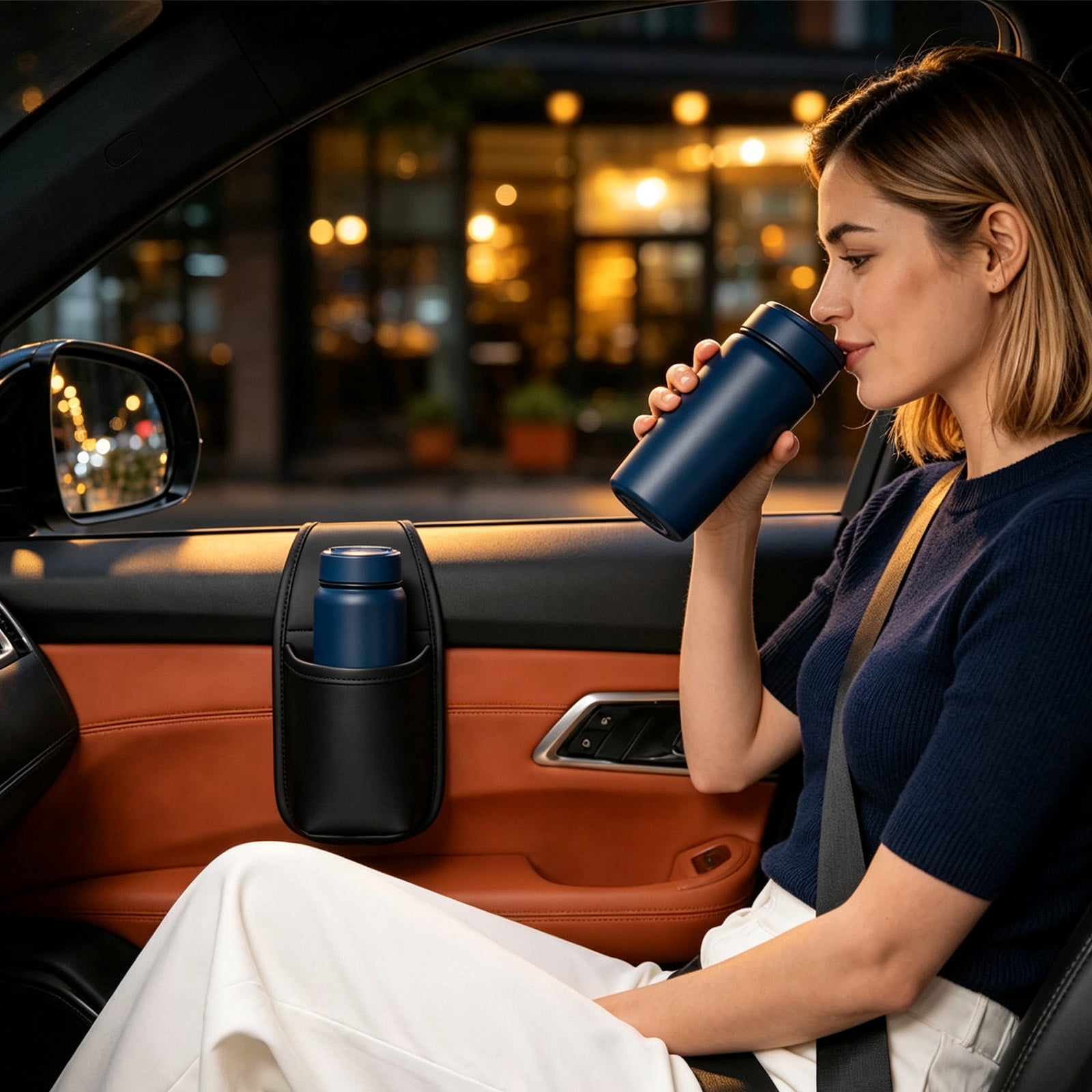 Car Door Storage Pocket Side Mounted Organizer Water Cup Holder Phone ...