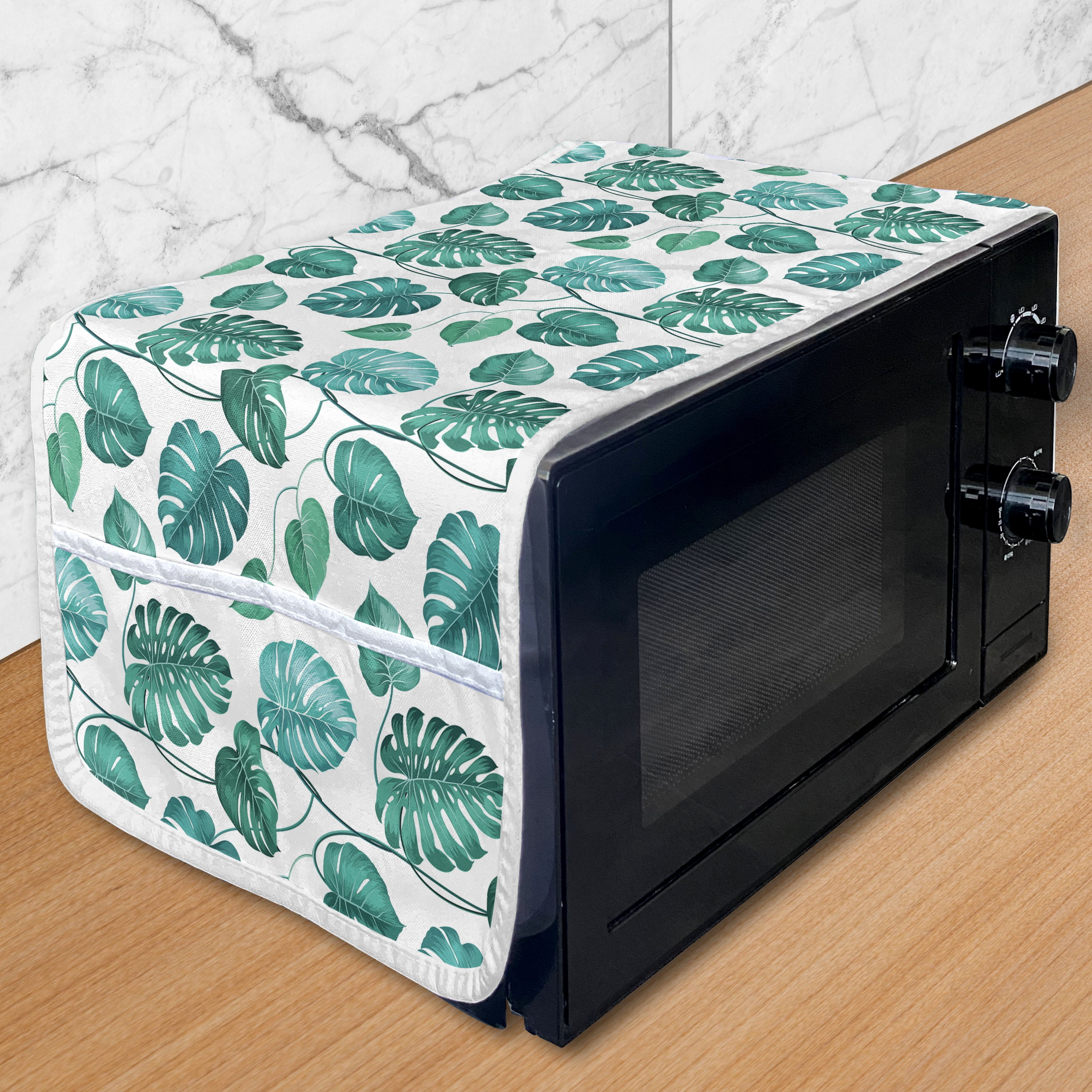 Green Leaf Microwave Oven Cover, Tropical Palm Tree Leaves Exotic ...
