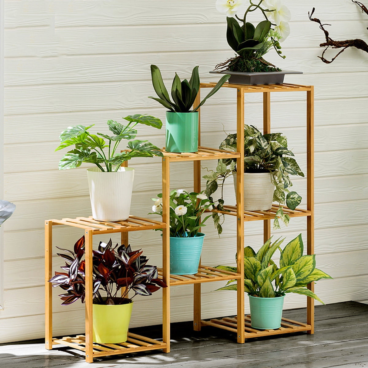 Wooden Flower Plant Rack Storage Shelf Display Stand Garden Organizer ...