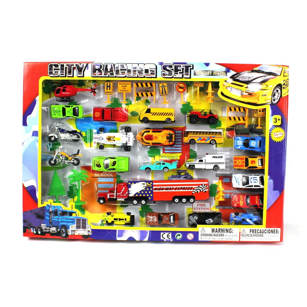 40 Piece Urban City Diecast Cars Speed Racing Vehicle Play Set ...