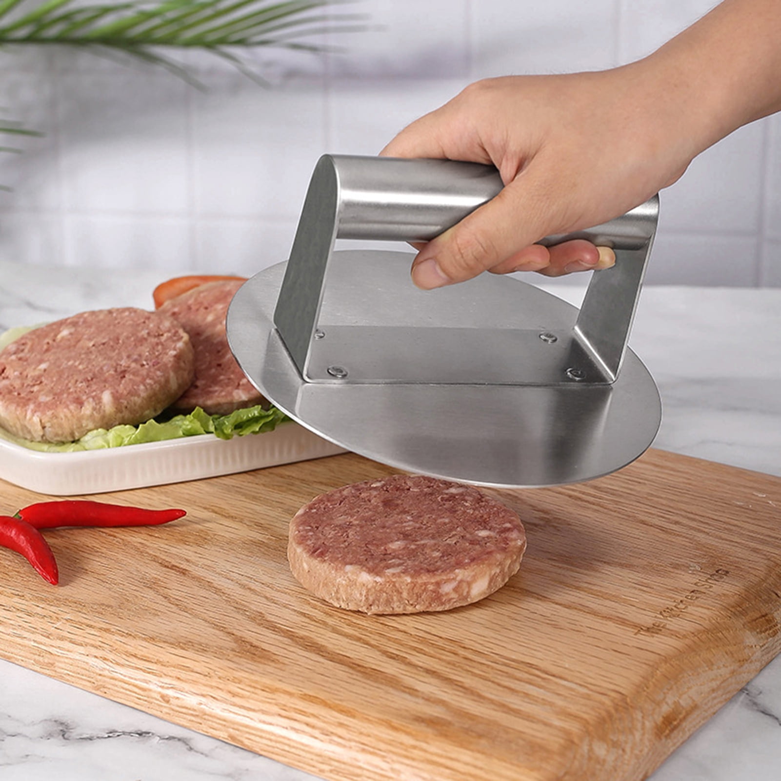 Washranp Stainless Steel Smashed Burger Press,6 Inch Round Hamburger ...