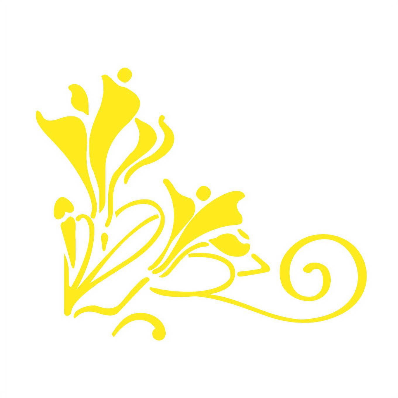 Floral Corner Vinyl Decals - Large - Yellow - Walmart.com