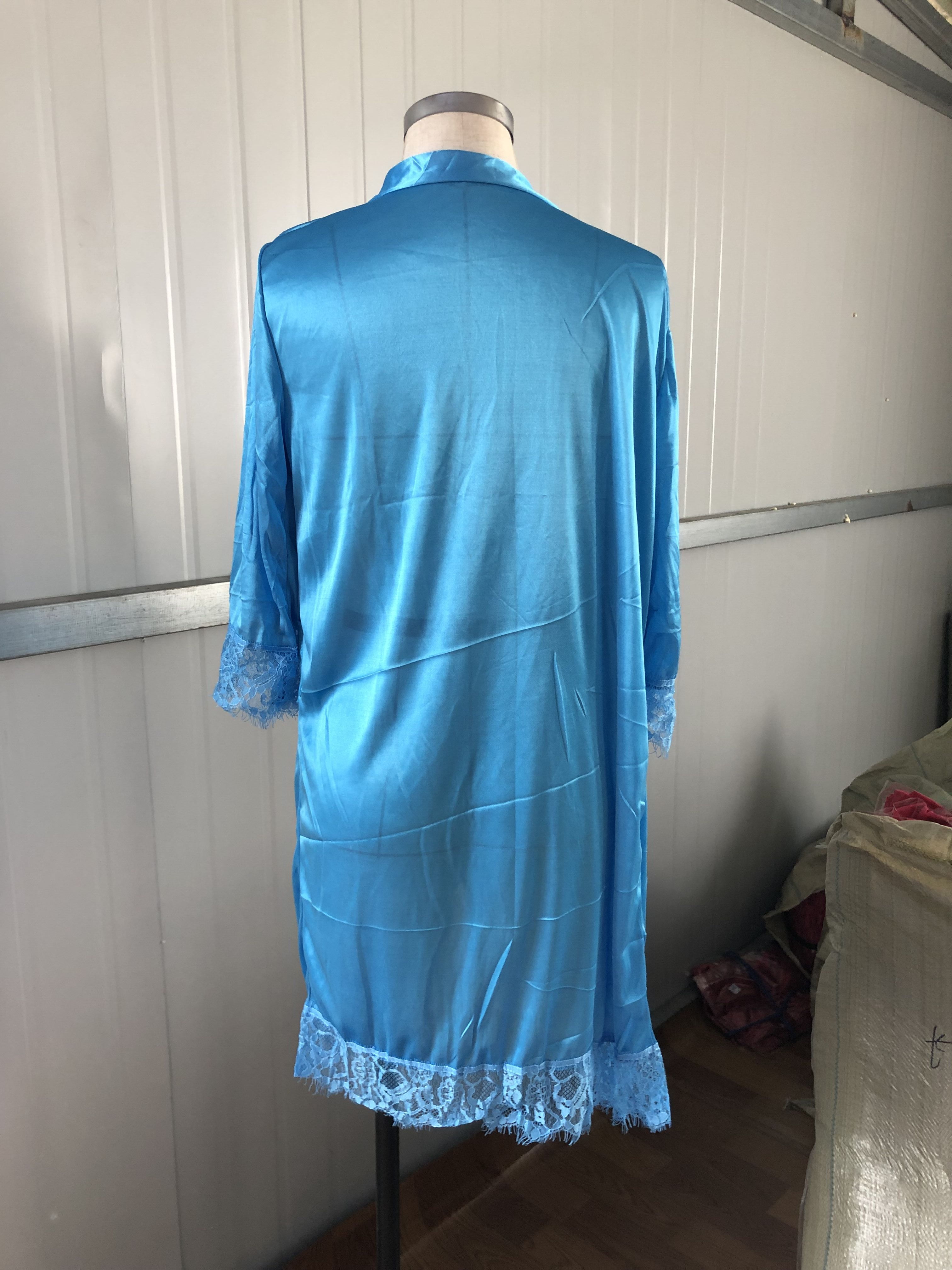 YuemengxuanWomen's Comfotable Night Robes Medium Sleeve Lace Smooth ...