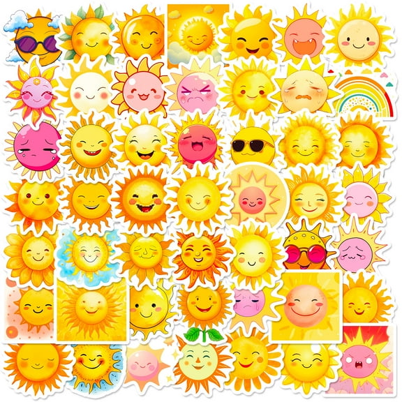 Cute Happy Sun Sticker -Smartprints Designs, Vinyl Sticker - Walmart.com