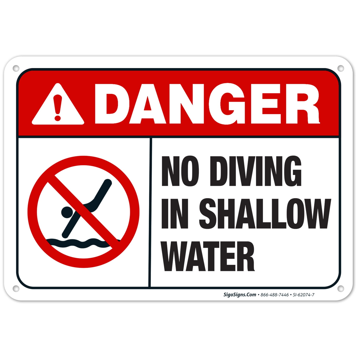 Maryland No Diving Shallow Water Sign, Complies With State Of Maryland ...