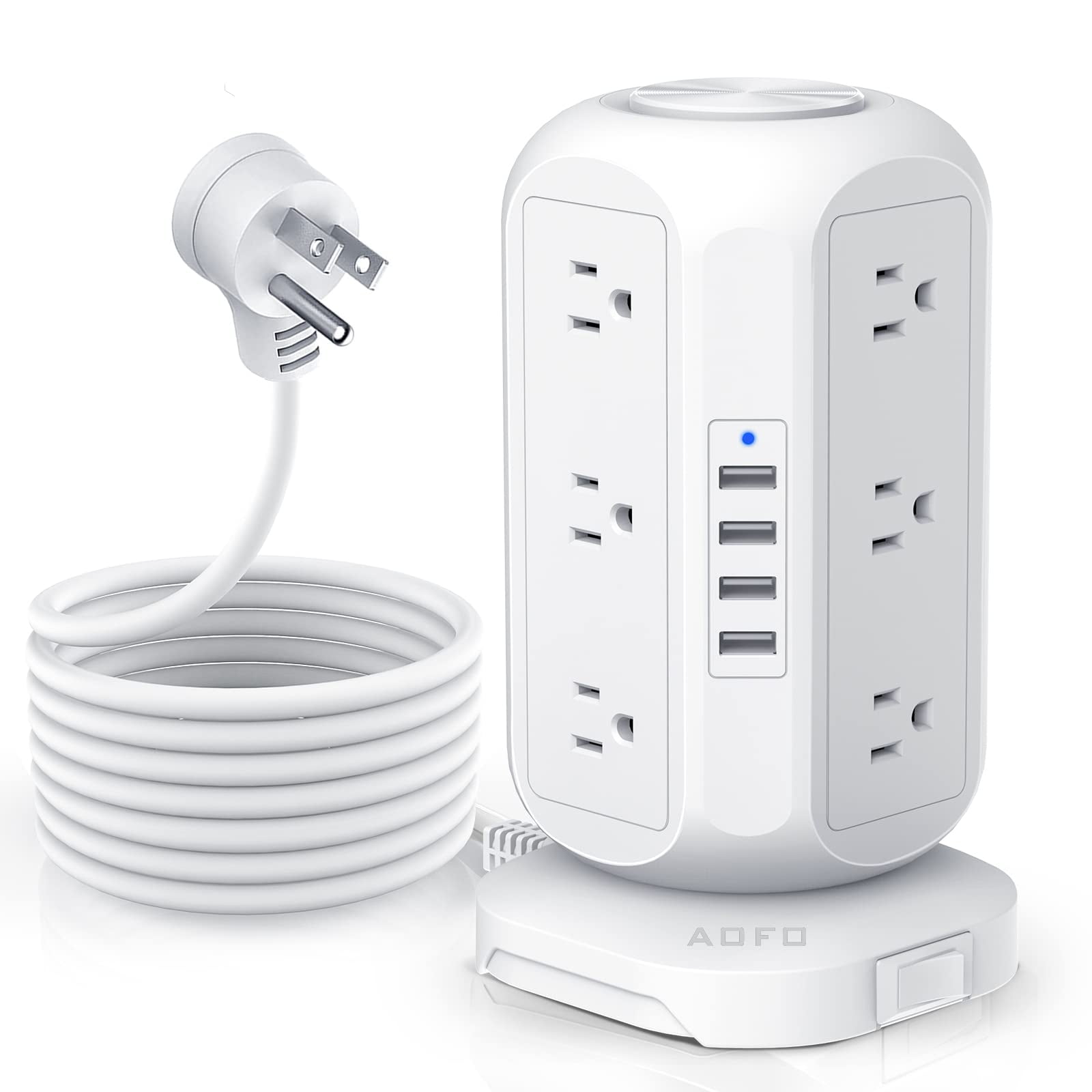 Tower Power Strip with 12 Outlets 4 USB Chargers , Surge Protector ...