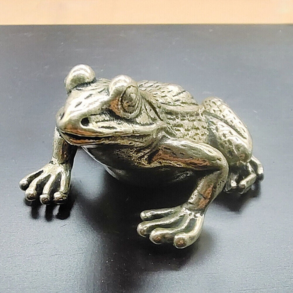 Brass Frog Figurine Statue Home Office Table Decoration Animal ...
