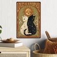 Black and White Cat Tin Signs Retro Metal Poster Sun Moon Plaque ...