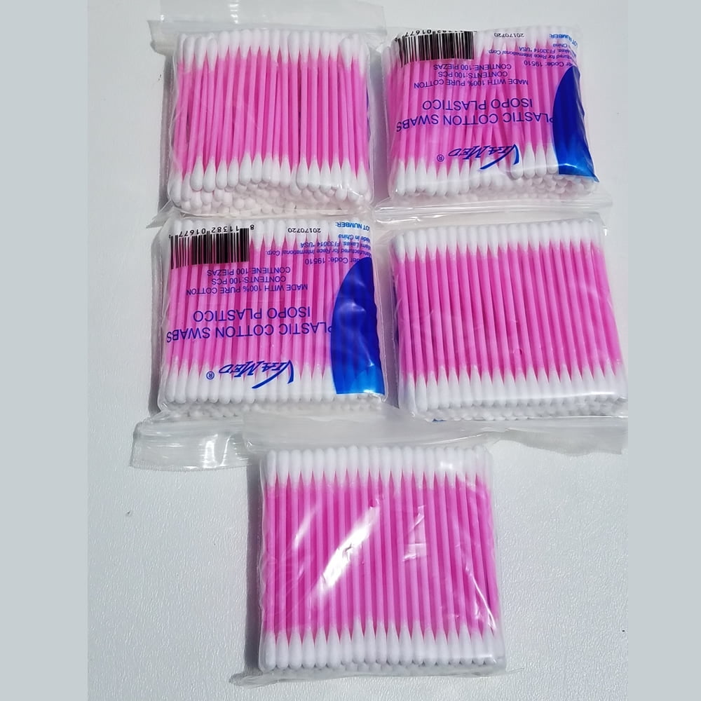 19510 Cotton Swabs Double Q Tip 3” - Plastic - Pink Colors - Viamed New ...