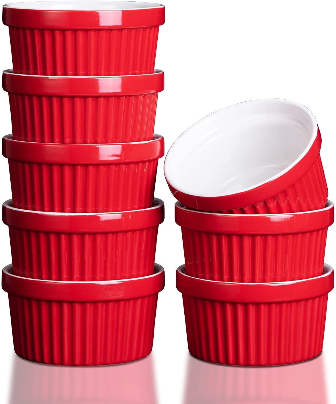 Fashionwu 8 oz Ramekins, Set of 8, Porcelain Ramekins for Creme Brulee ...