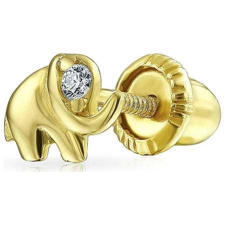 Tiny Minimalist CZ Accent Zoo Animal Mother Lucky Elephant Real Yellow ...