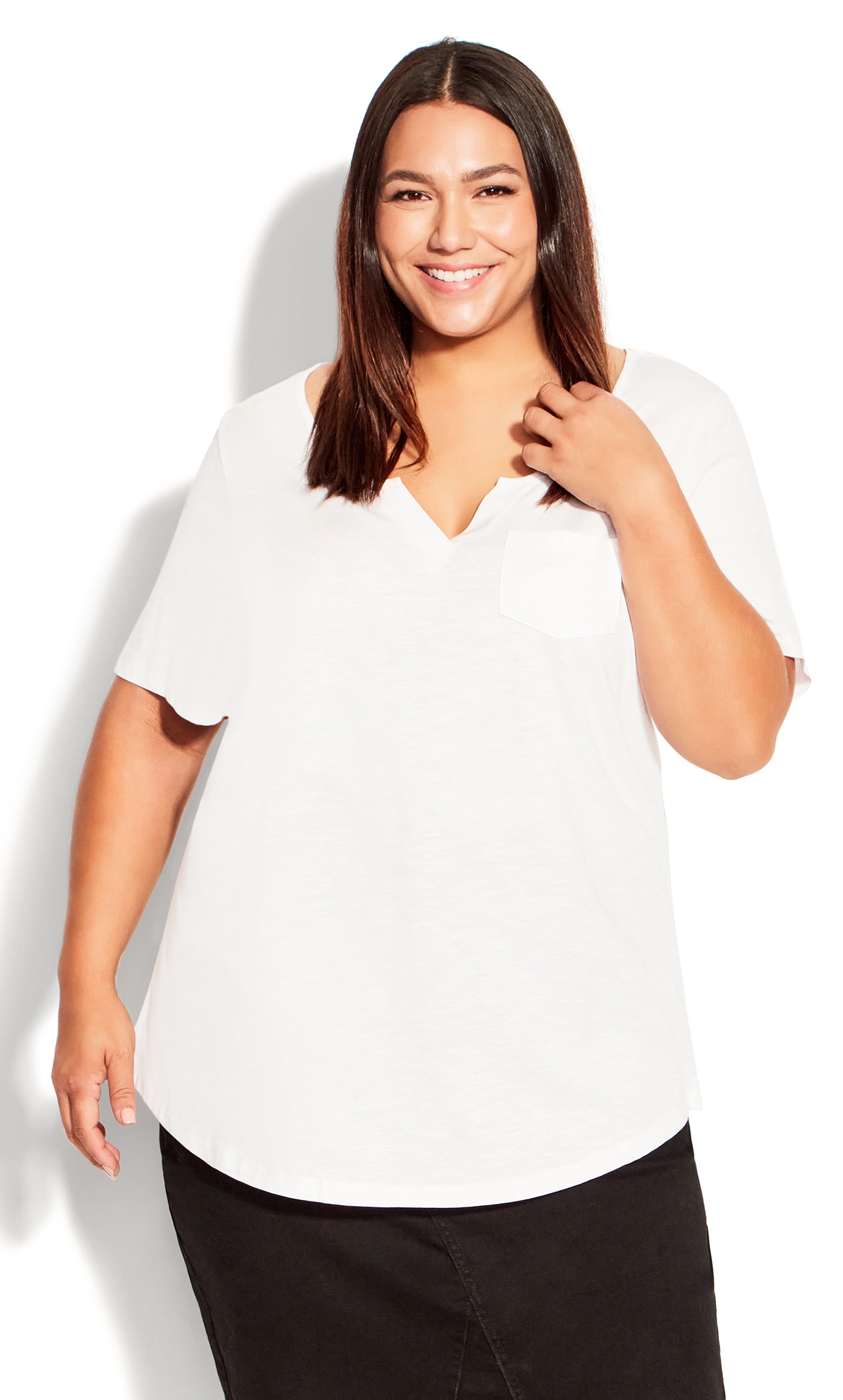 Avenue Women's Plus Size Split Neck Cotton Top - Walmart.com