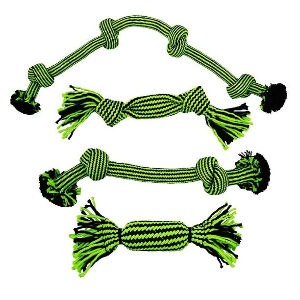 Large Rugged Rope Dog Toys Tough Braided Knot Green Black Pet Dental ...
