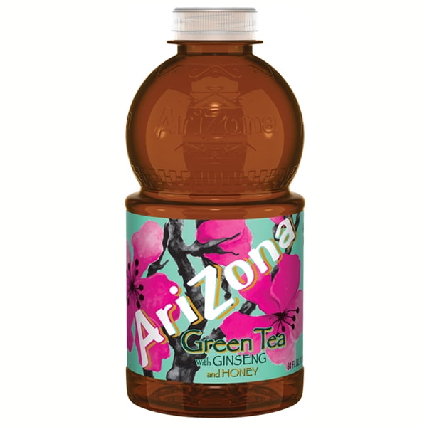 AriZona Ginseng and Honey Green Tea 32 oz Plastic Bottles - Pack of 12 ...
