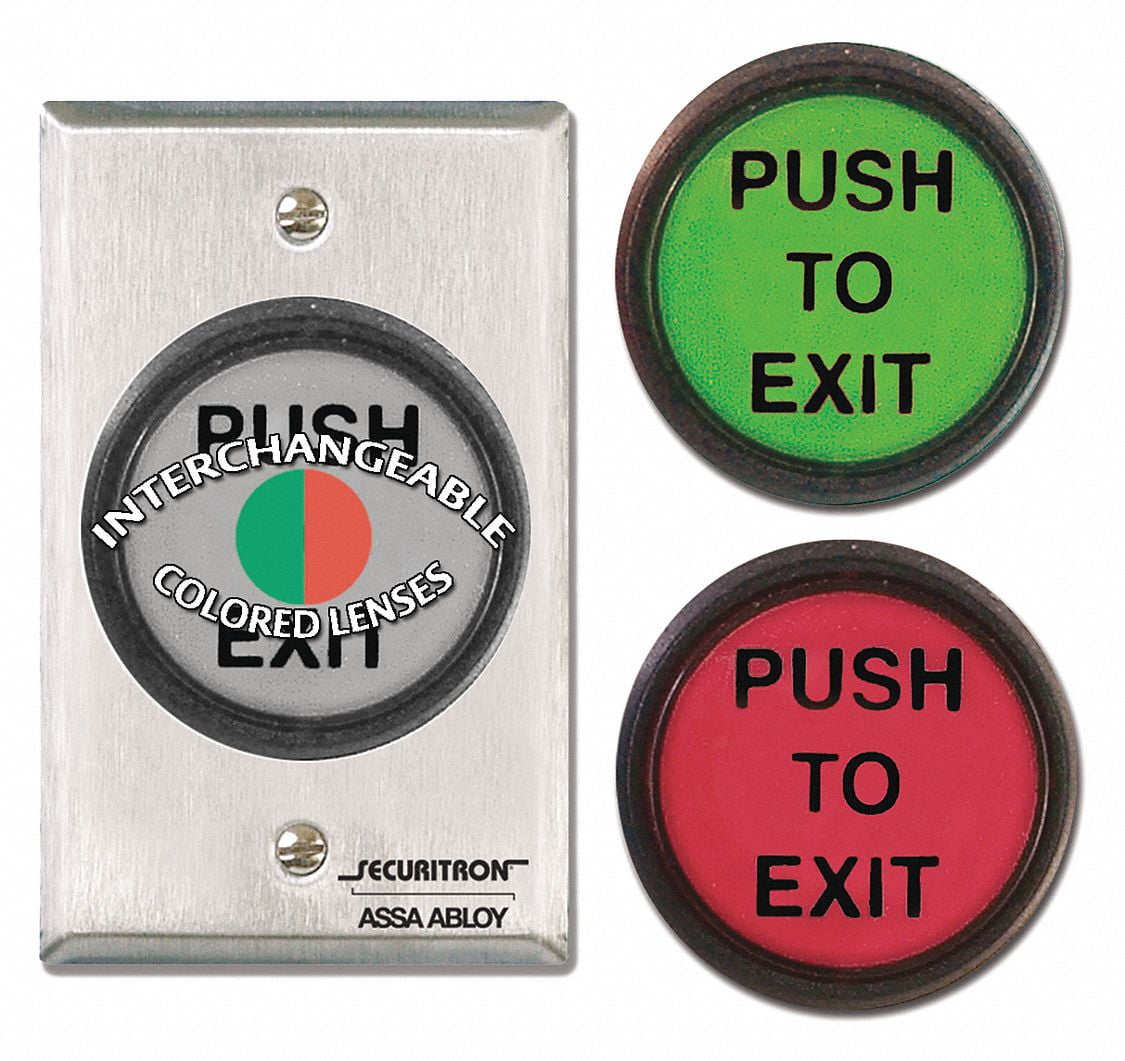 Securitron Push to Exit Button, DPDT, (3) Lens, 5A PB5E - Walmart.com