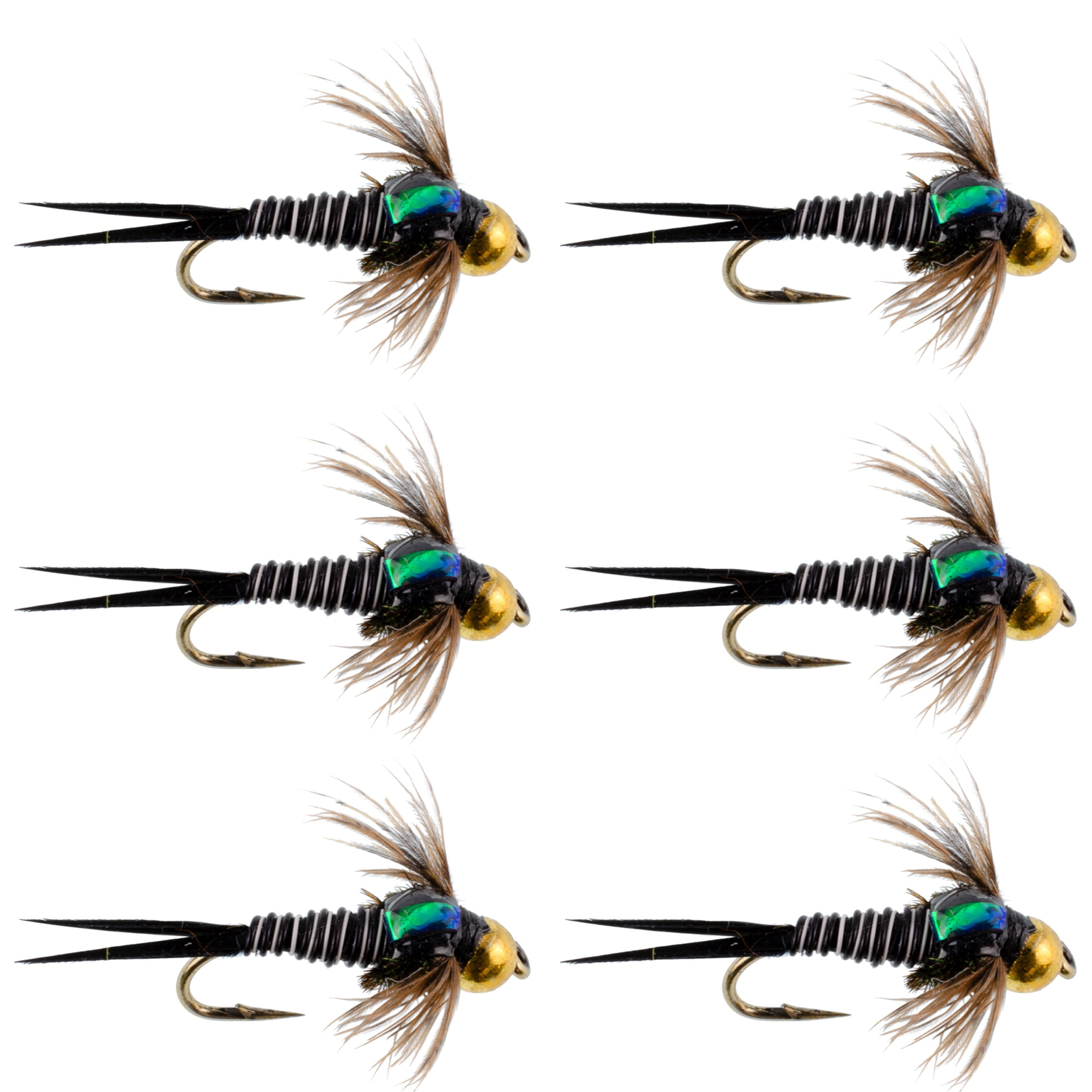 Bead Head Zebra Copper John Nymph Fly Fishing Flies - Set of 6 Flies ...