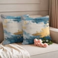 Absstract Color Block Outdoor Throw Pillow Covers Set of 2, Gold Blue ...