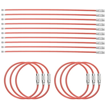 6 Inch Wire Keychain Cable Stainless Steel Key Ring Loop, Rose Red, 5 ...