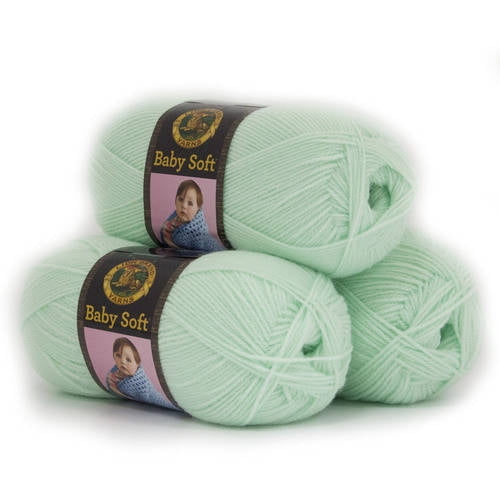 Lion Brand Yarn Baby Soft Mint DK Baby Light Acrylic, Nylon, Green Yarn ...