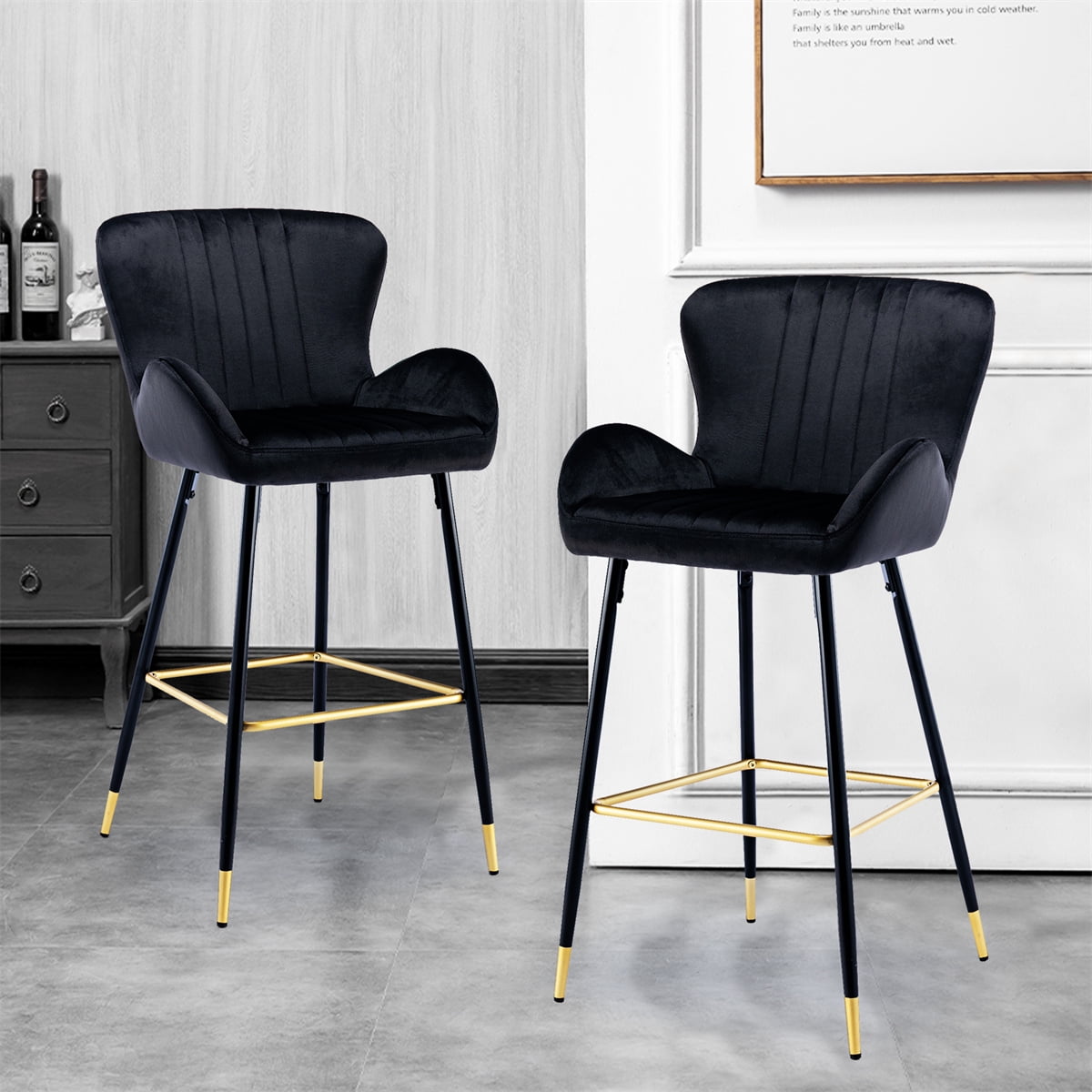 ARCTICSCORPION 2PC Accent Bar Stools with Back and Armrest, Counter ...