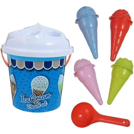 HTCM Kids Beach Sand Toys Ice Cream Sand Playset with Bucket Pail and ...