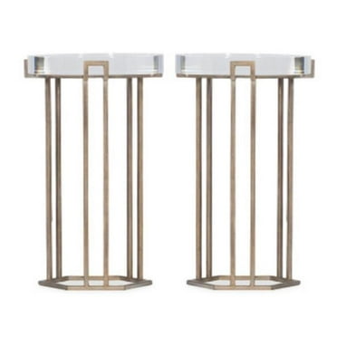 Home Square Traditional Iron Metal Side Table in Brushed Silver - Set ...