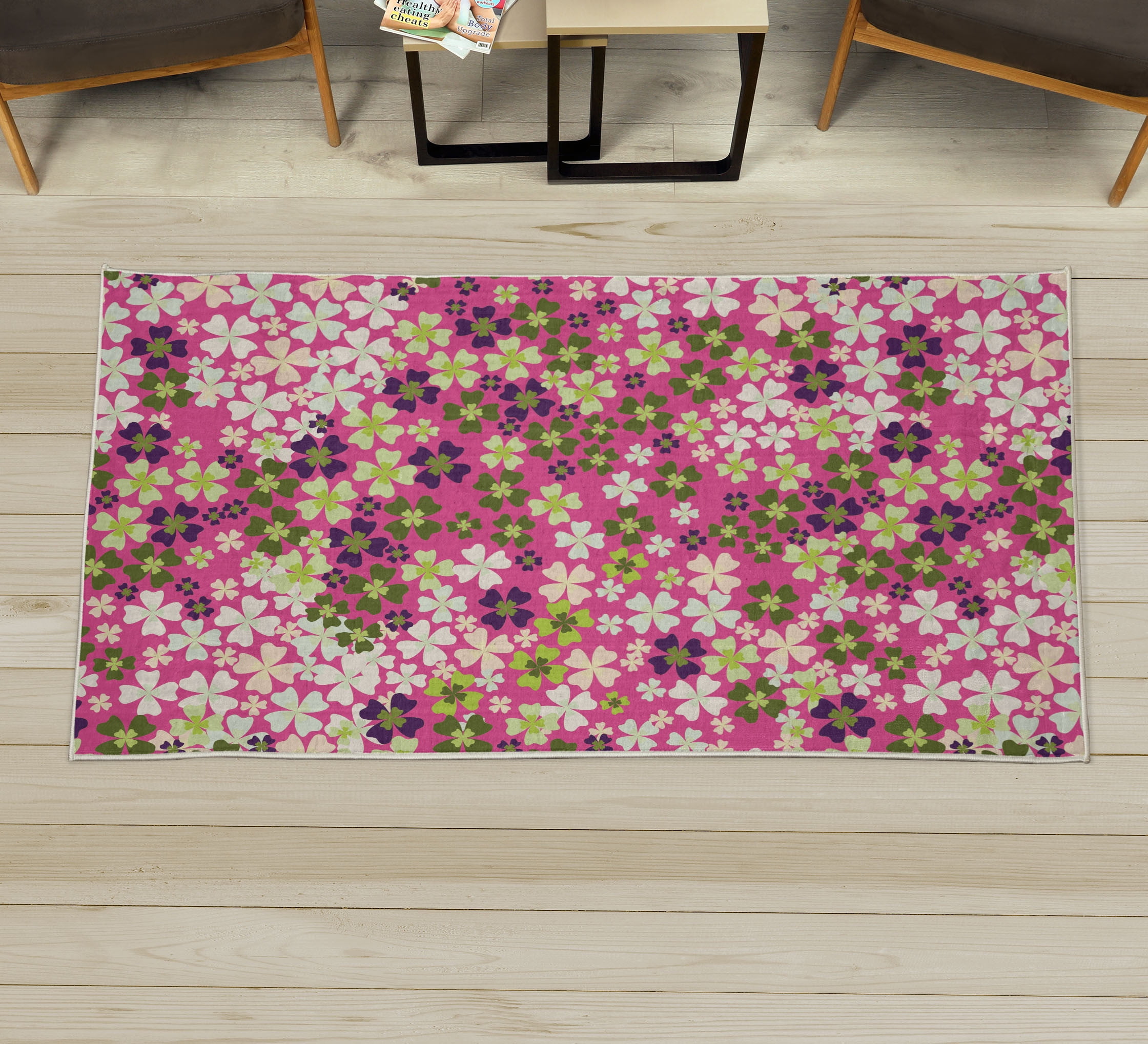 Flower Decorative Rug, Lilac Flowers Blossoms in Spring Romantic Meadow ...