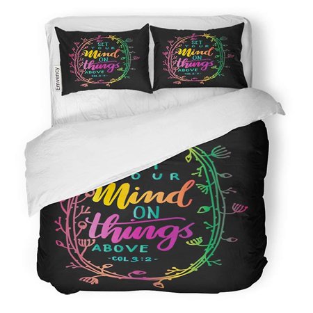 3 Piece Bedding Set Your Mind On Things Above Bible Verse Hand ...