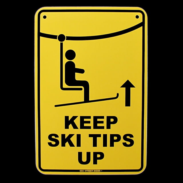 DANGER KEEP SKI TIPS UP Tin Sign Mountain Lift Warning Pub/Bar/Lodge ...