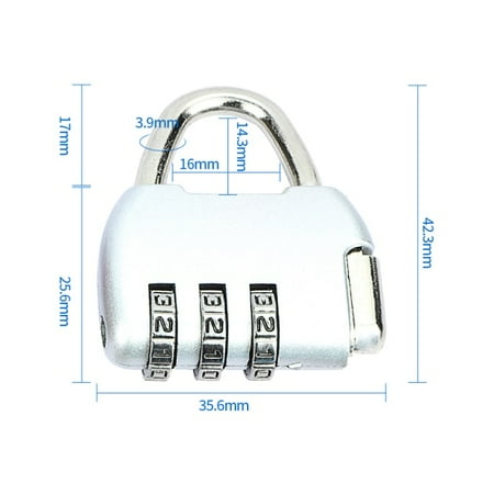 3 Digit Dial Combination Code Number Lock Padlock For Luggage Zipper ...