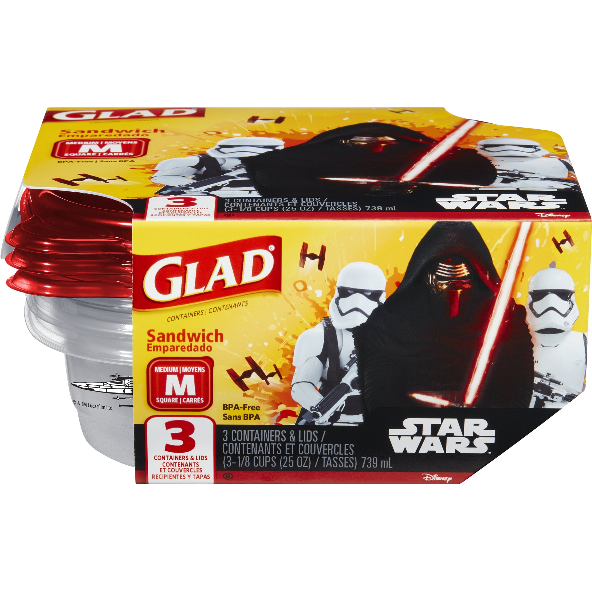 Glad Food Storage Containers – Sandwich Container – Star Wars – 25 oz ...