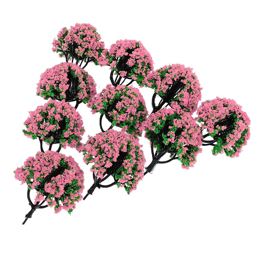10 Pieces Model Flower Trees Green Scenery Landscape for Diorama Pink ...