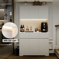 Homfa 70.9'' Kitchen Pantry Hutch with Charge Station & Led Light, 3 ...