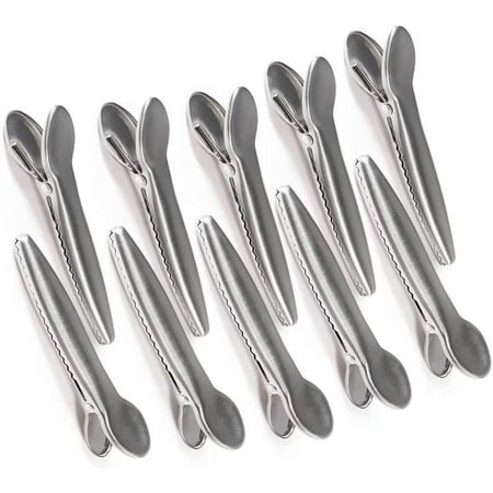 HEIBIN 10 Pieces Stainless Steel Closing Clips, Bag Clip Closing Clips ...