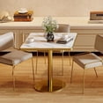 31.5'' Square Modern Dinning Table with Sintered Stone Tabletop, Golden ...