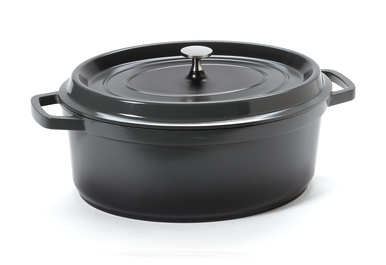 Heiss® Energy-Efficient Cast Aluminum Dutch Oven, 6.5 Quart, Oval, Gray ...
